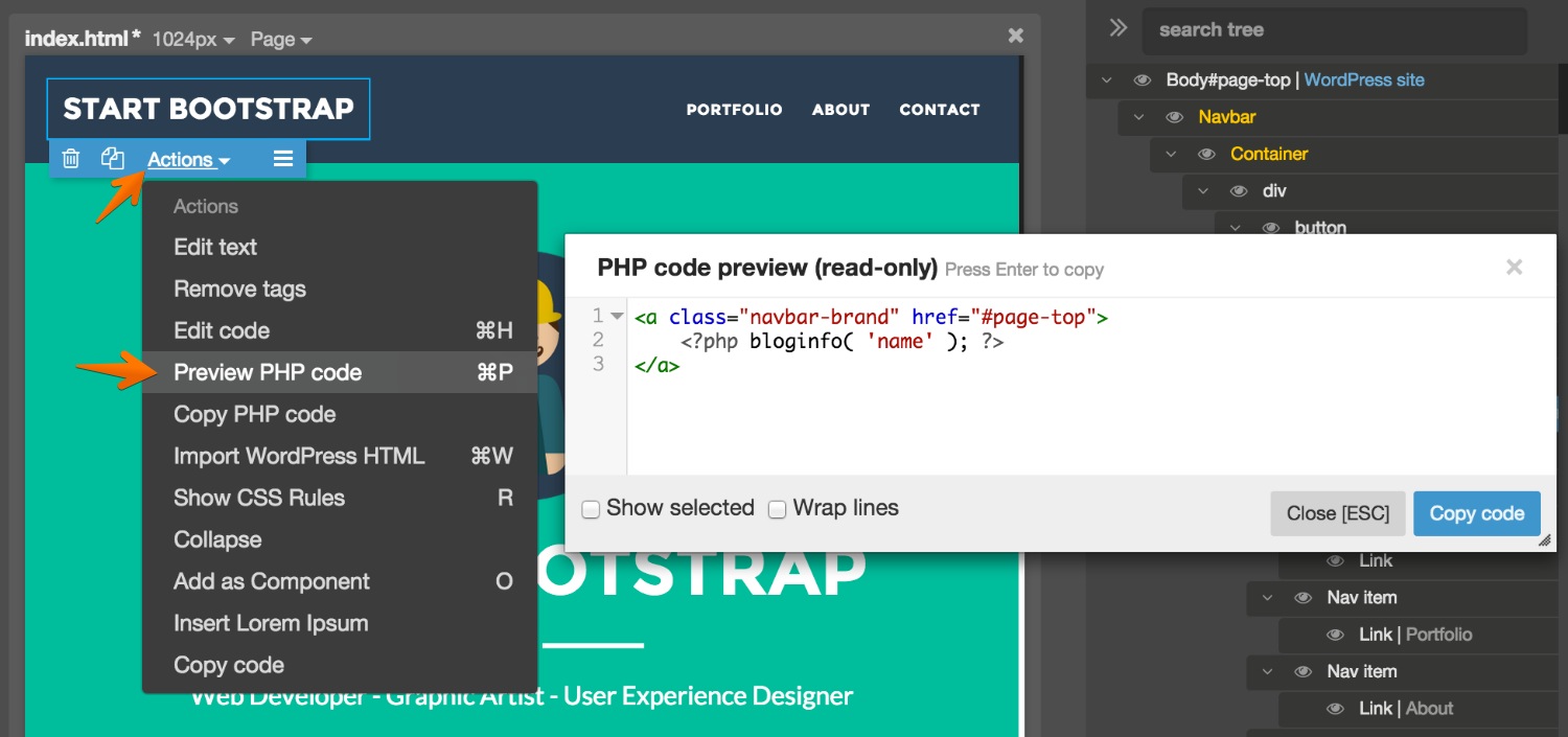 Converting HTML to WordPress | Pinegrow Web Editor