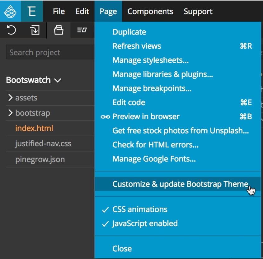 Styling your Bootstrap project with Bootswatch and SASS | Pinegrow Web Editor