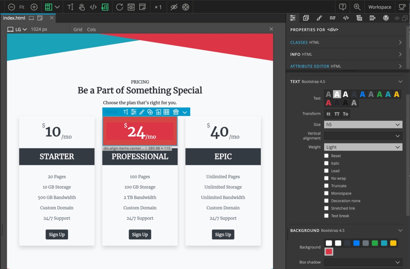 How to use and customize Bootstrap Blocks | Pinegrow Web Editor