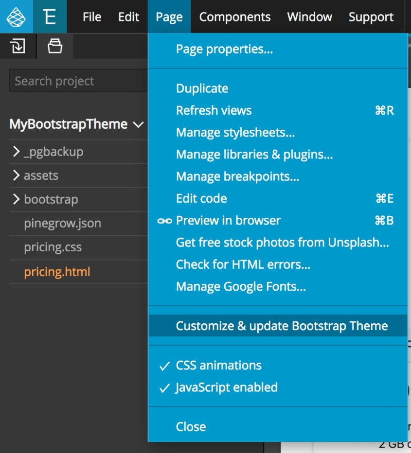 Customizing Bootstrap 5 Themes Pinegrow Web Editor