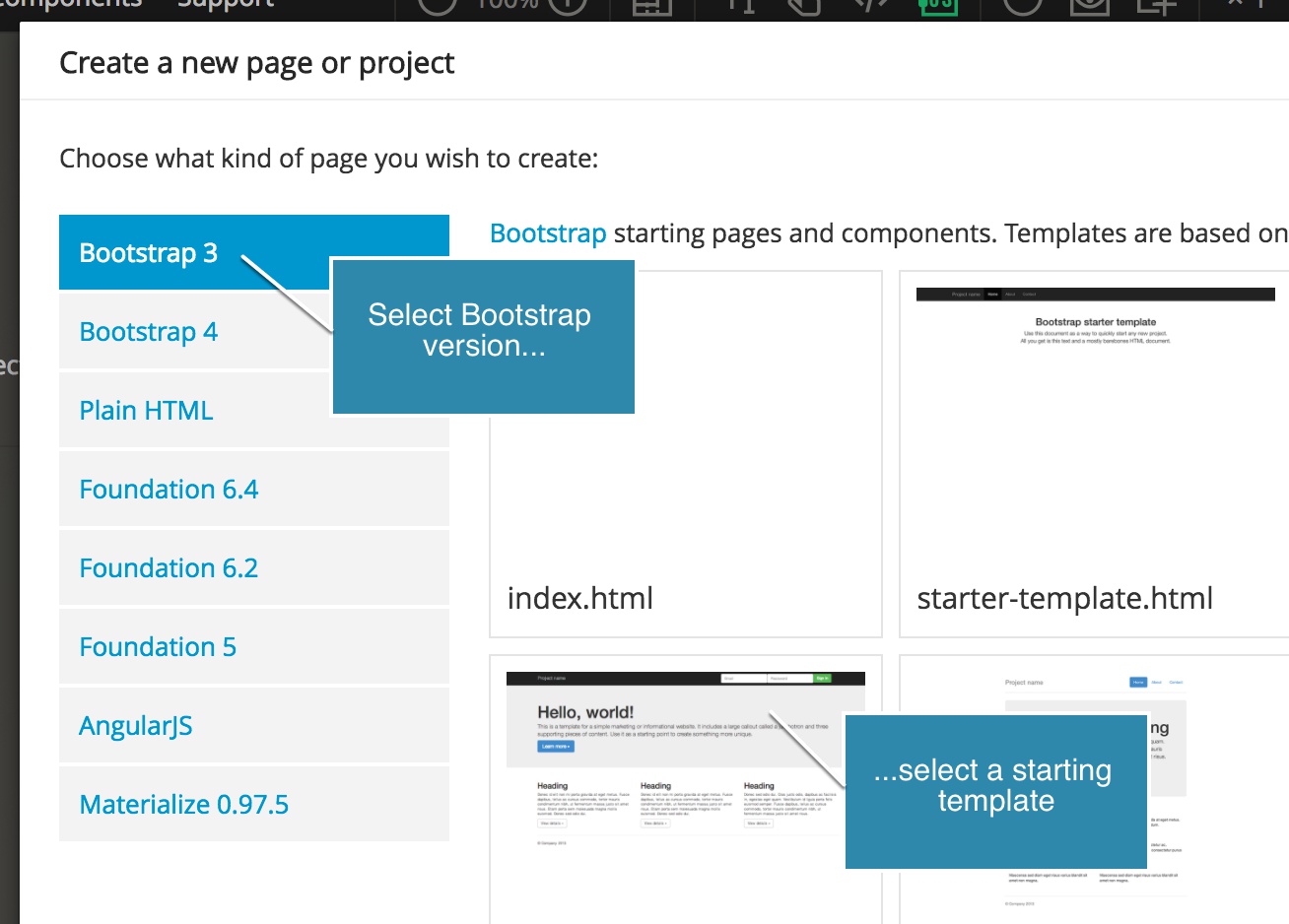 Start a New Bootstrap Project | Pinegrow Web Editor