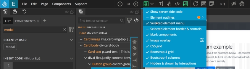 Working with Bootstrap modals | Pinegrow Web Editor