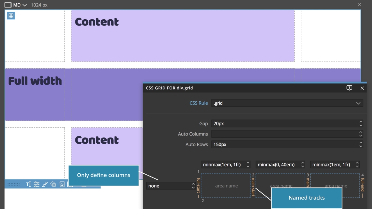Using Multiple Track Names to Create Responsive CSS Grid Layout | Pinegrow Web Editor