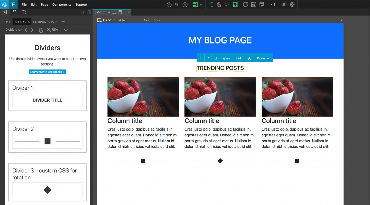 Creating custom page dividers in Pinegrow | Pinegrow Web Editor