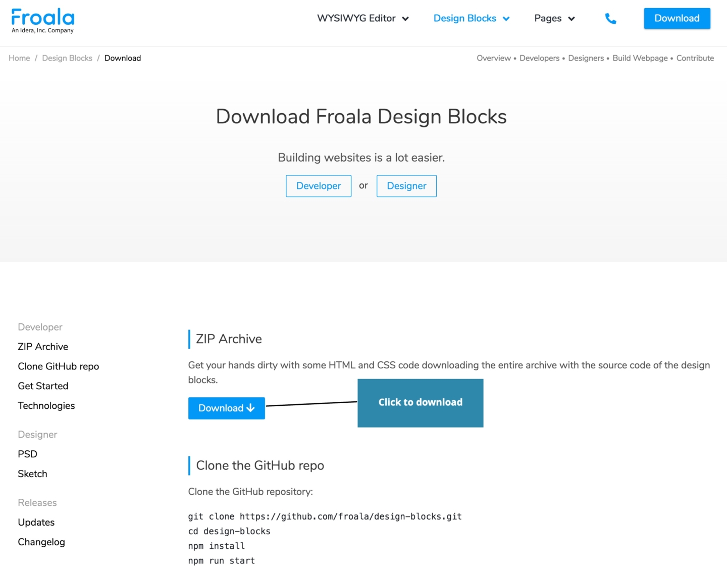Working with Froala Blocks | Pinegrow Web Editor