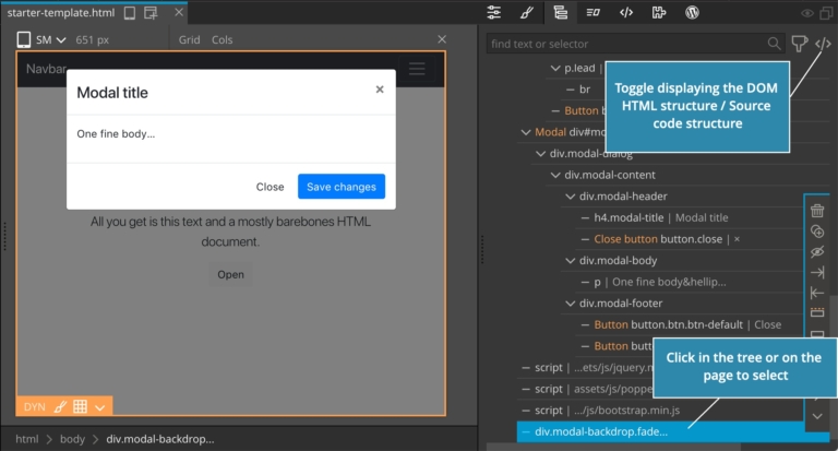 Working with dynamic HTML elements | Pinegrow Web Editor