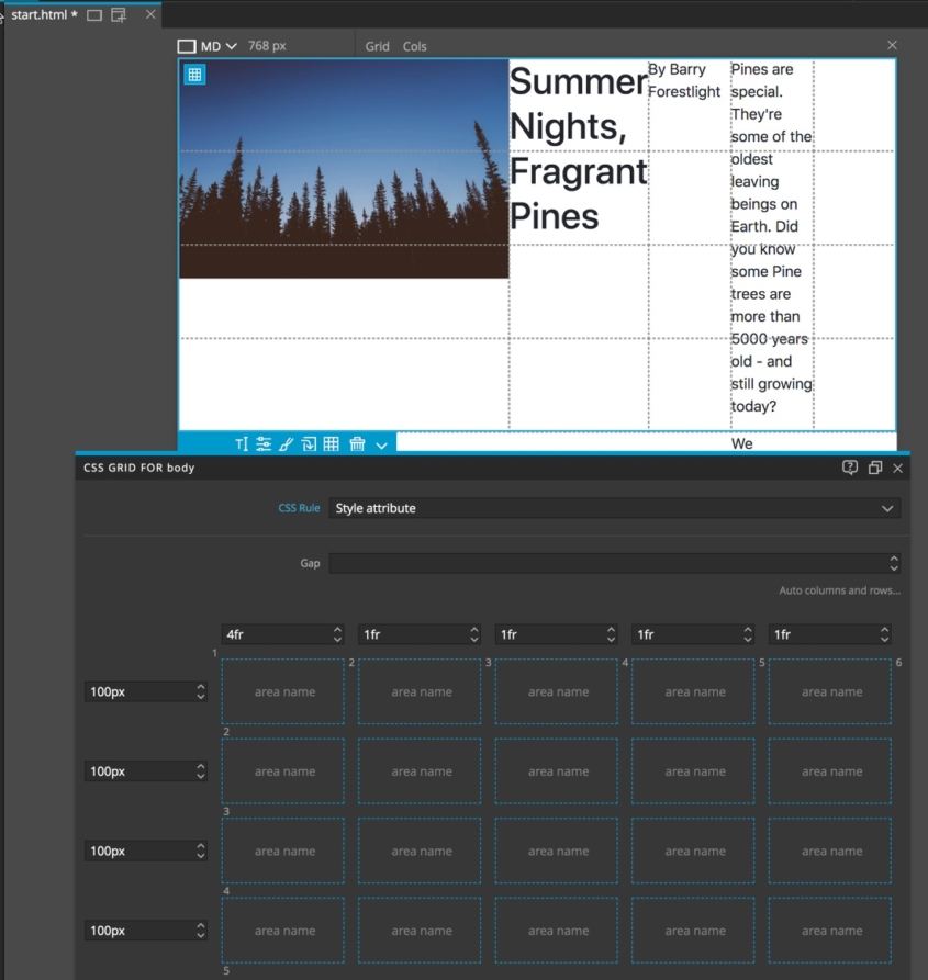 Summer Nights 2 - Creating a CSS Grid layout in Pinegrow | Pinegrow Web ...