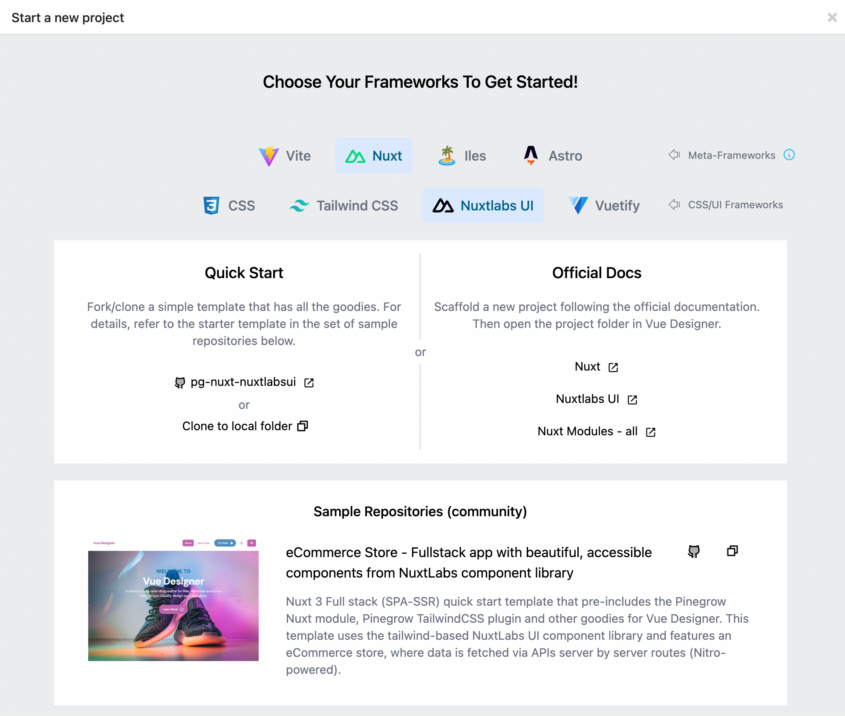 Vue Designer - Vitepress, Astro and more… | Pinegrow Web Editor