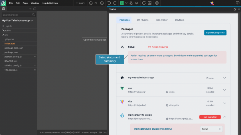 Config Panel | Pinegrow Web Editor