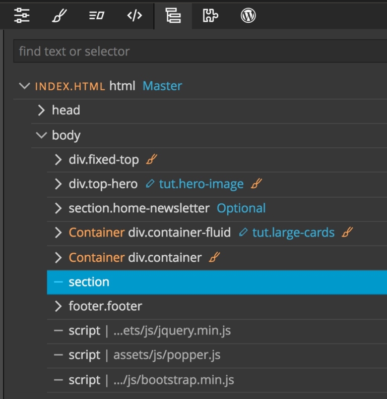 Using Master pages in a multi-page project | Pinegrow Web Editor
