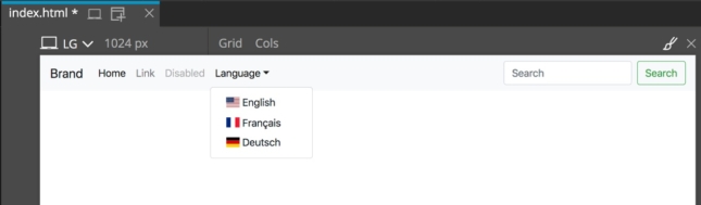How To Create A Language Dropdown With Flags In Bootstrap 4 Pinegrow Web Editor
