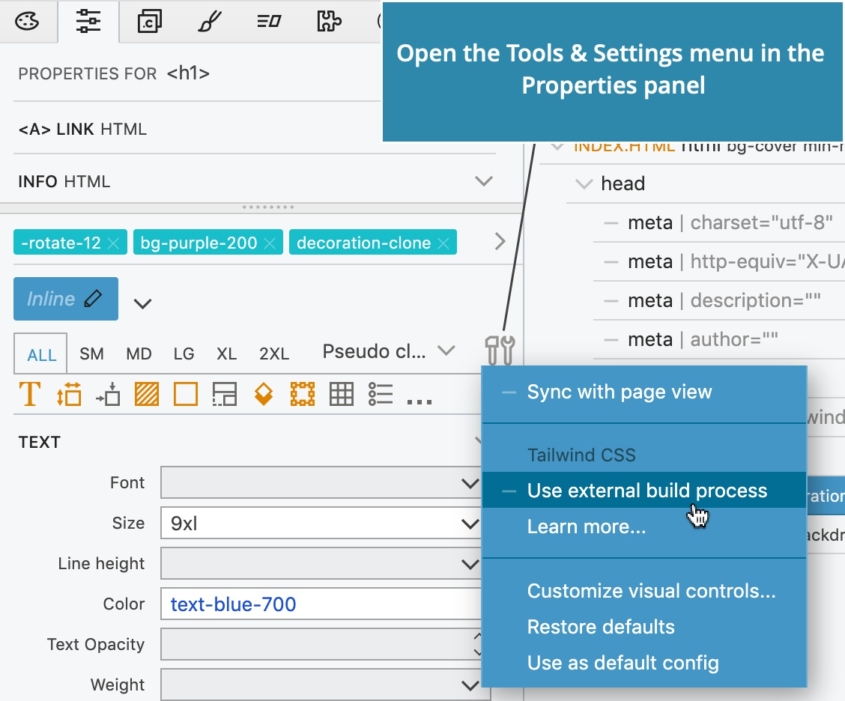 Using the external build process | Pinegrow Web Editor