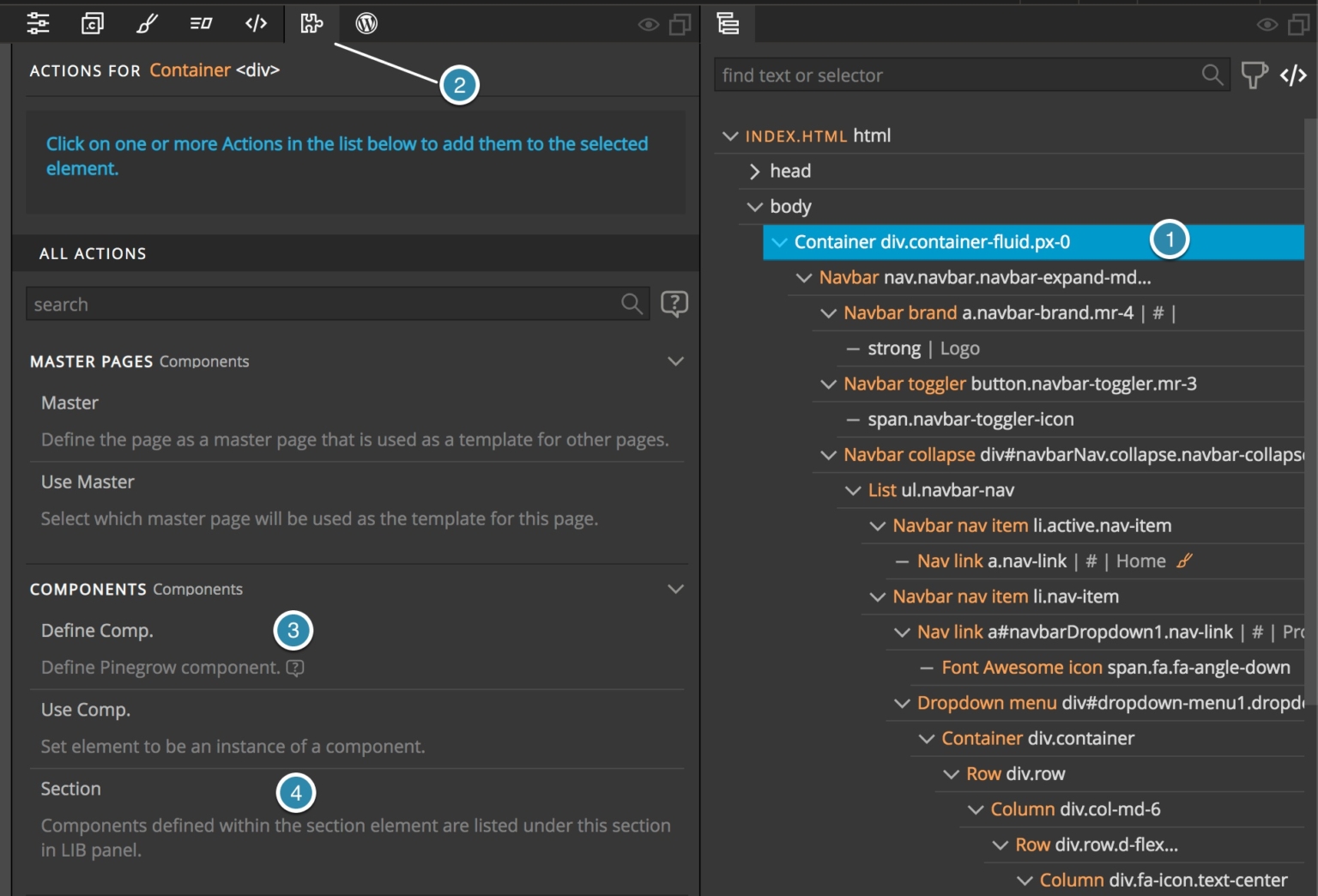 Creating a reusable navigation component in multi-page projects | Pinegrow Web Editor