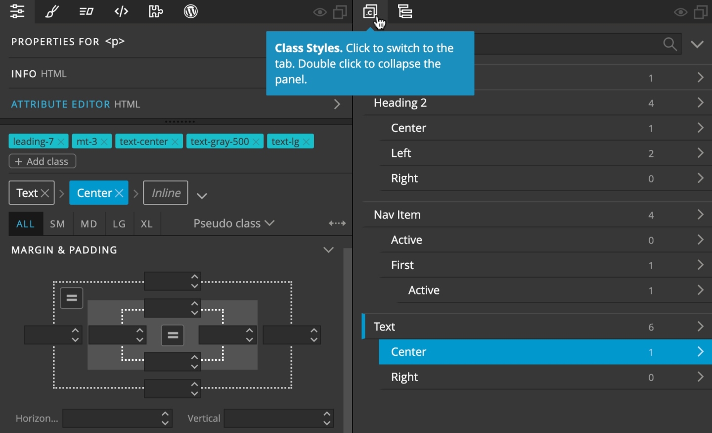 Class styles | Pinegrow Web Editor